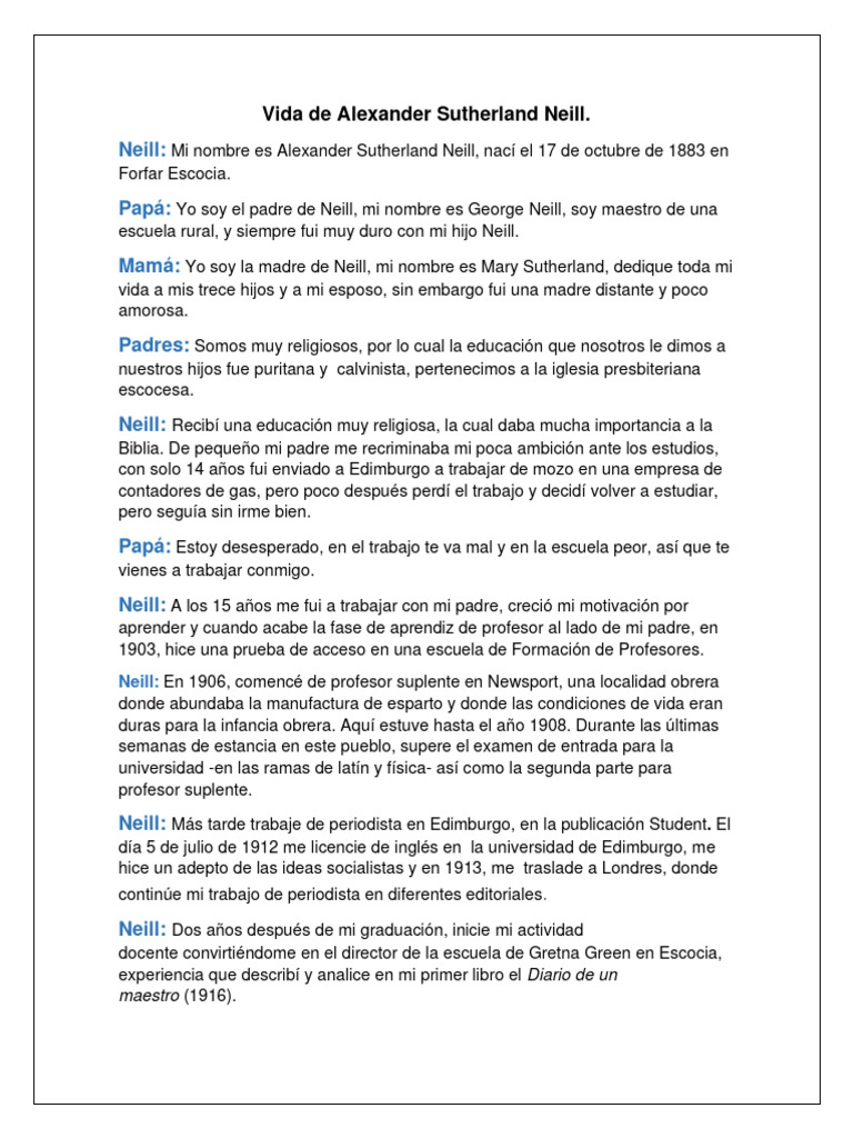 Vida de Alexander Sutherland Neill | PDF