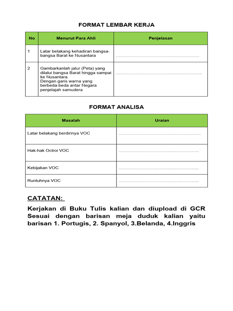 Format Lembar Kerja | PDF