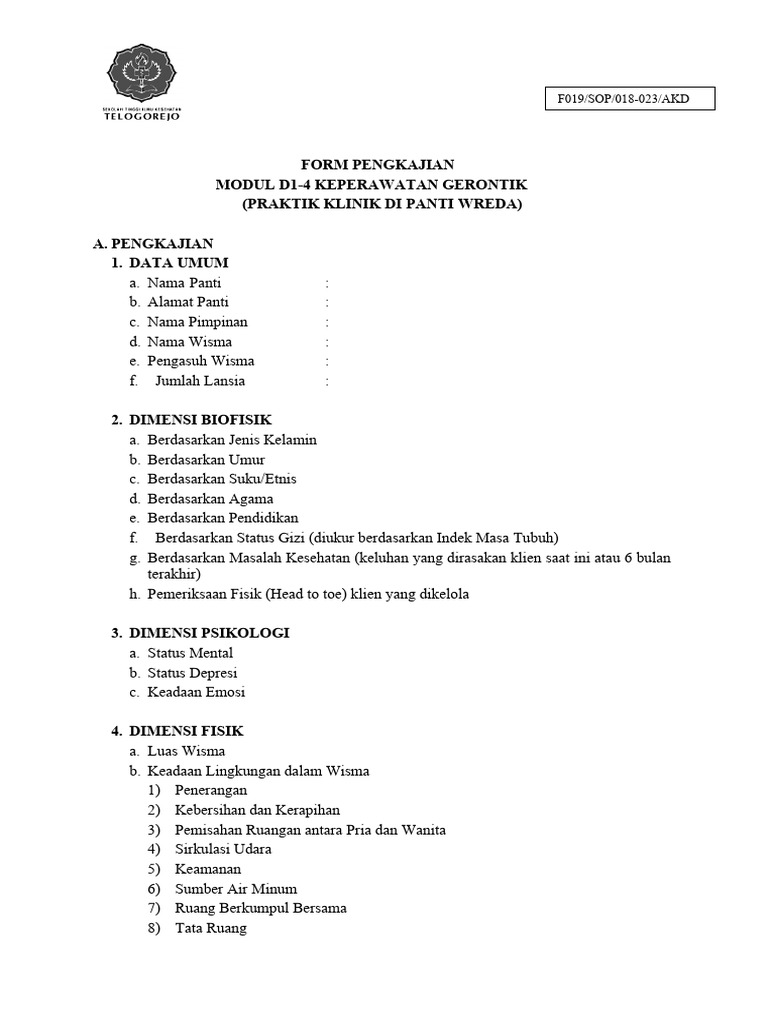 Pengkajian Gerontik | PDF