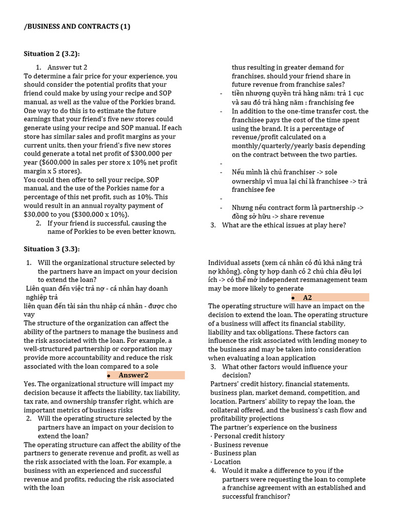 BUSINESS AND CONTRACTS Cases | PDF | Franchising | Loans