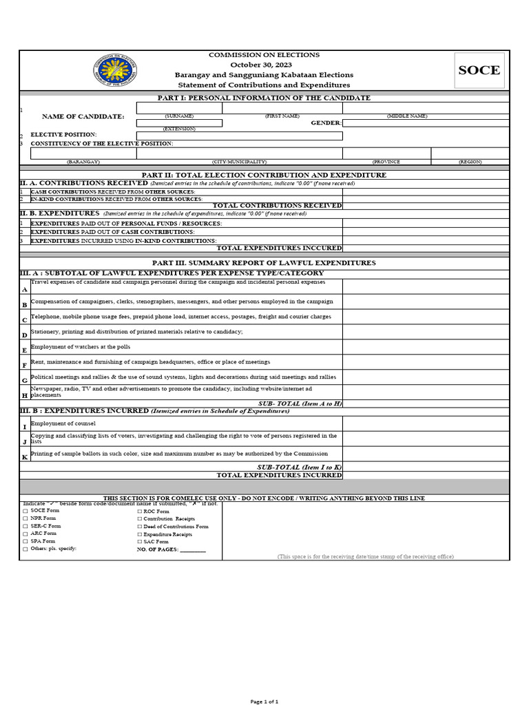 Soce2023bskeforms Form1 | PDF | Expense | Accountability