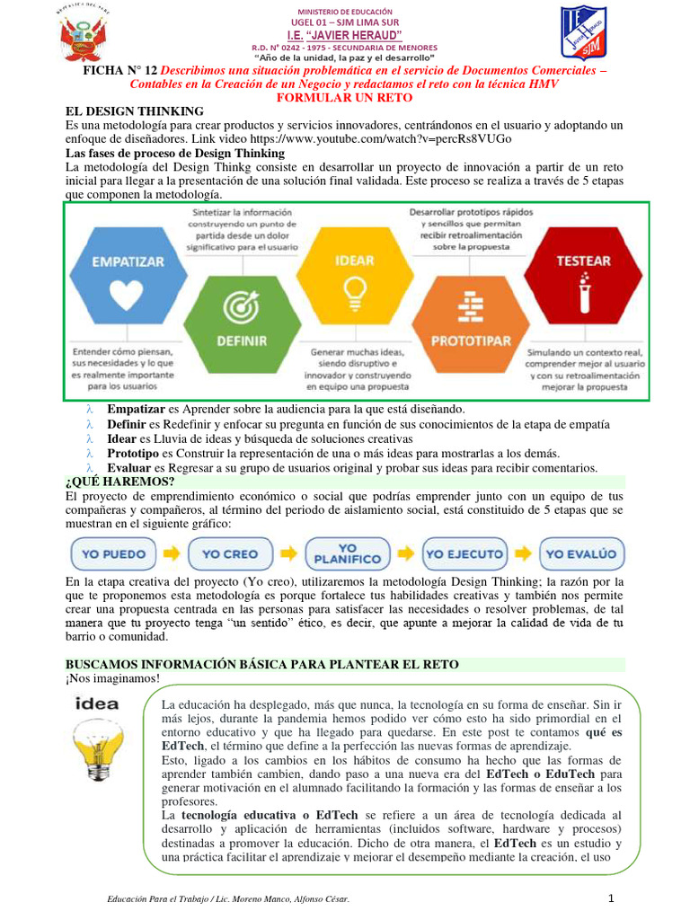 Reto de Design Thinking en Educación | PDF | El pensamiento de diseño ...