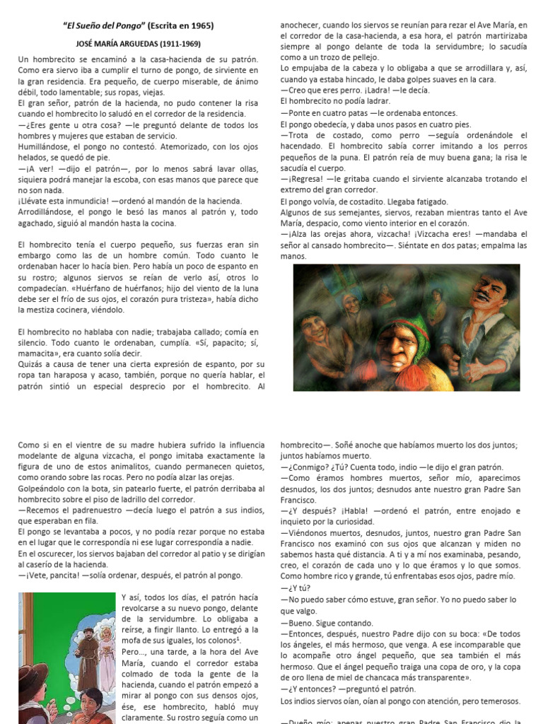 Obra El Sueño Del Pongo-1965-Jose Maria Arguedas | PDF