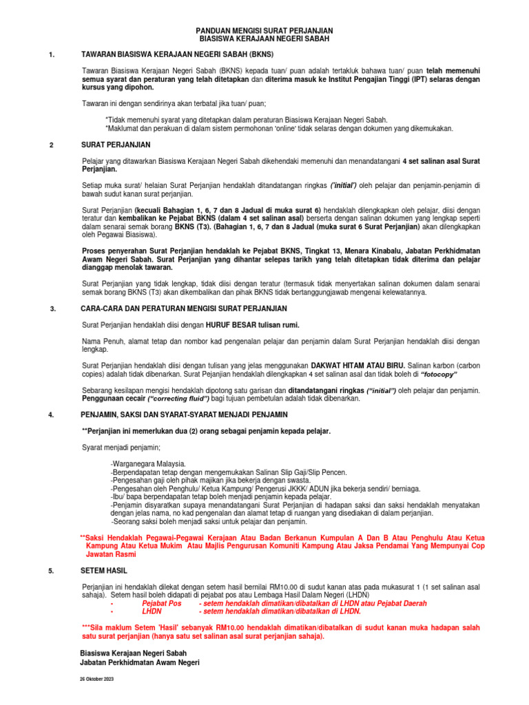 Panduan Mengisi Perjanjian Pdf