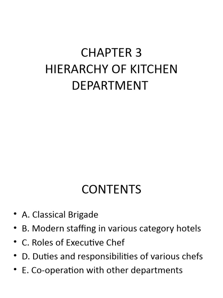 Chapter-3-Hierarchy Area of Department & Kitchen | PDF | Chef | Cooking
