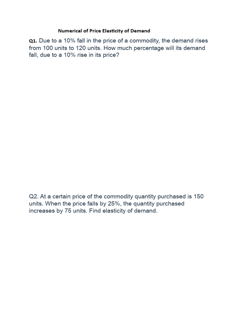 Numerical of Price Elasticity of Demand | PDF | Demand | Price Elasticity Of Demand