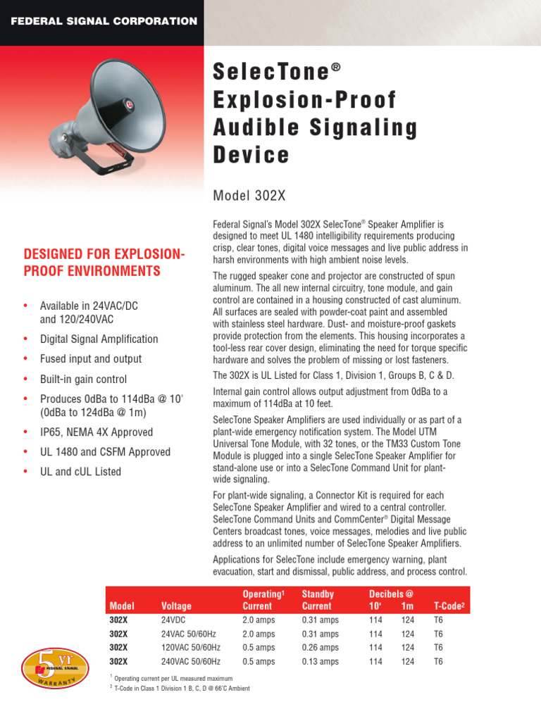 Selectone Explosion-Proof Audible Signaling Device | PDF | Amplifier ...