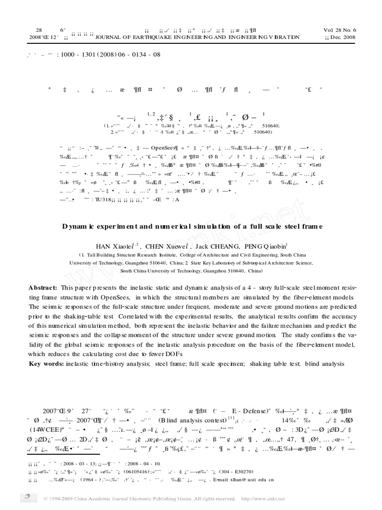 Dynamic Experimen T and Numerica L Simulation of A Fullscale Steel ...