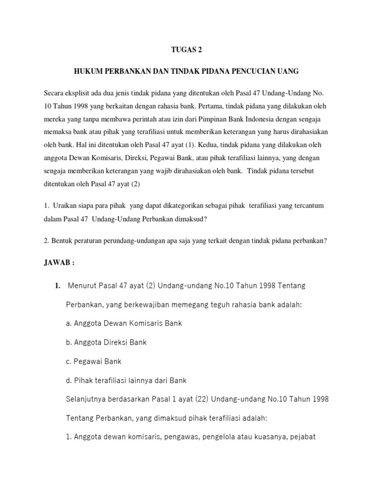 Tugas 2 Perbankan Dan Tppu | PDF