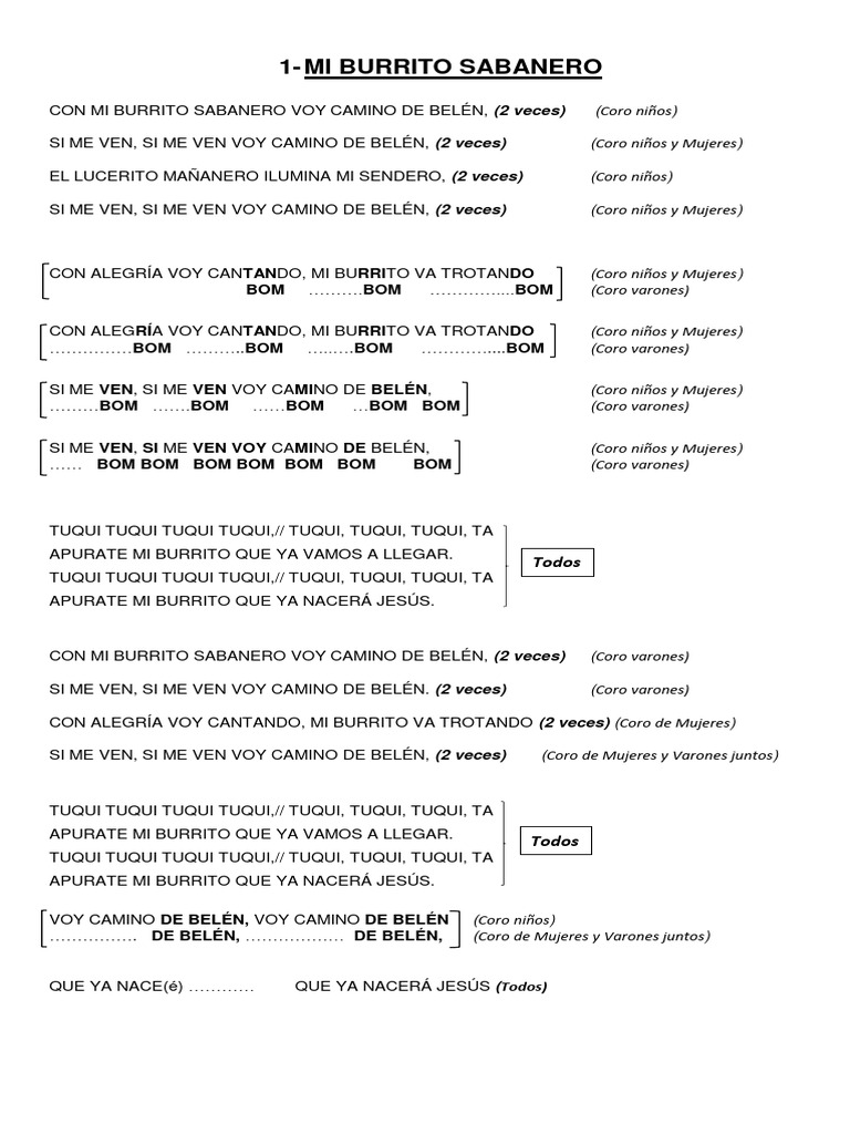 01 - MI BURRITO SABANERO (Letra) | PDF | Artes del Lenguaje y ...