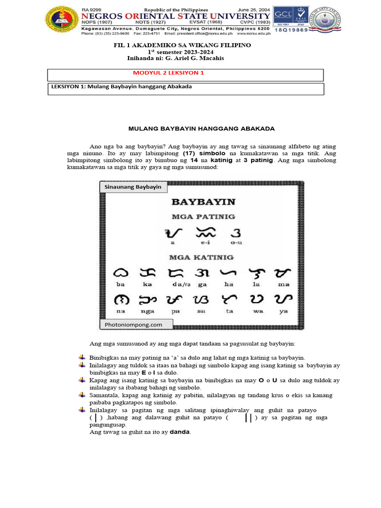 MODYUL 2 (LEKSIYON 1) | PDF