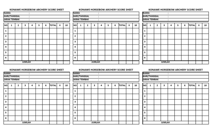 Konawe Horsebow Archery Score Sheet Konawe Horsebow Archery Score Sheet ...