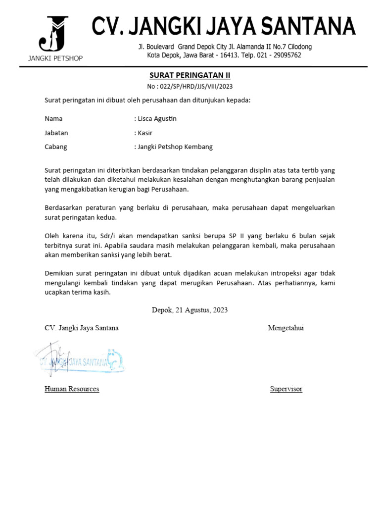 Surat Peringatan 2 | PDF