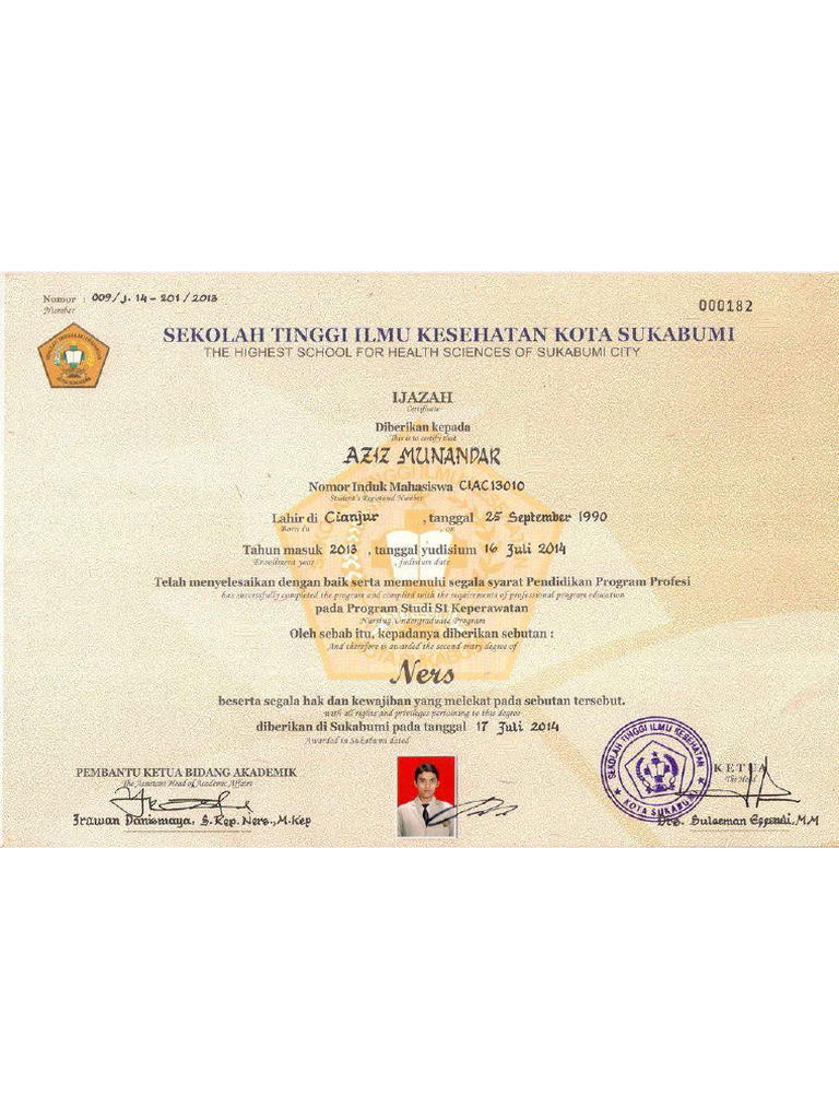 Ijazah Ners Dan s1 Aziz | PDF