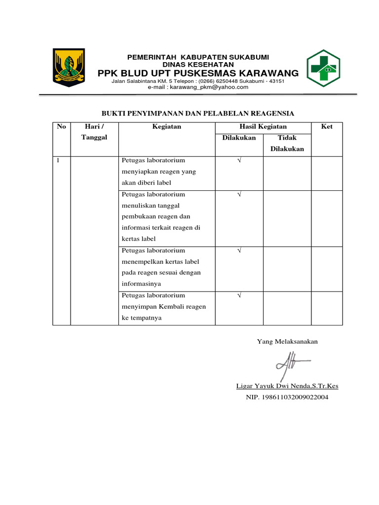 Bukti Penyimpanan Dan Pelabelan Reagensia 2023 | PDF