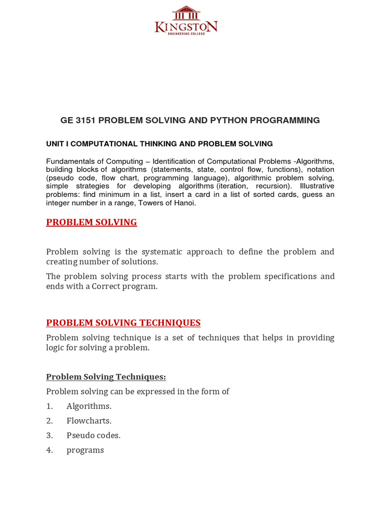 Ge3151 PSPP Study Material | PDF | Reserved Word | Algorithms Ge3151 PSPP Study Material | PDF | Reserved Word | Algorithms