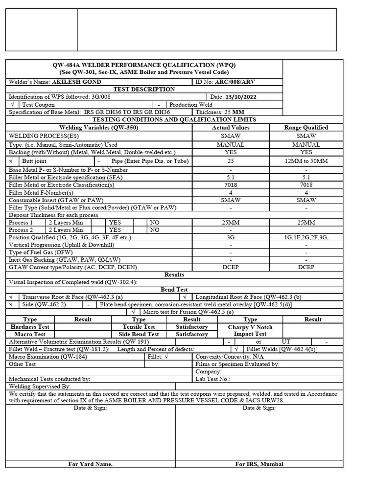 Welder Certificate Akilesh Yadav | PDF | Construction | Welding