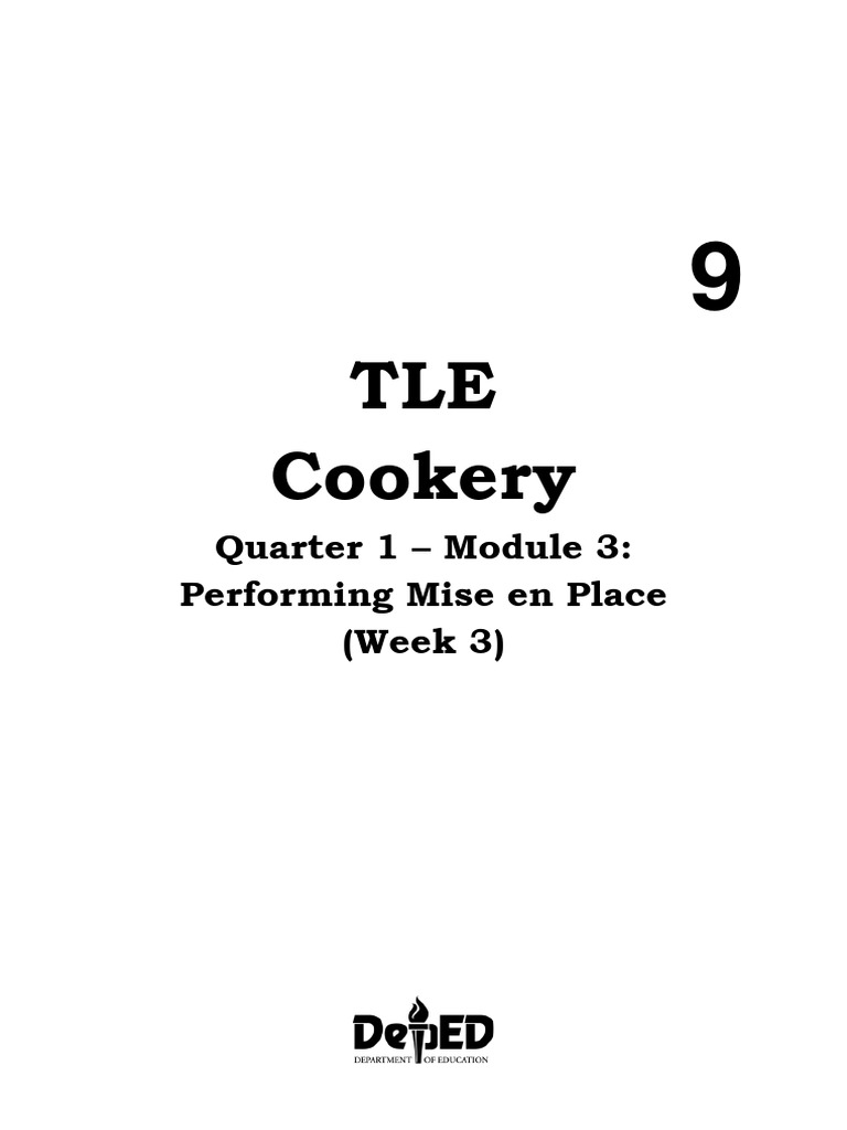 TLE Cookery9 Q1M3Week3 OK | PDF | Hors D'oeuvre | Foods