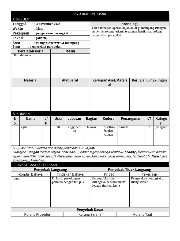 Form Investigasi | PDF