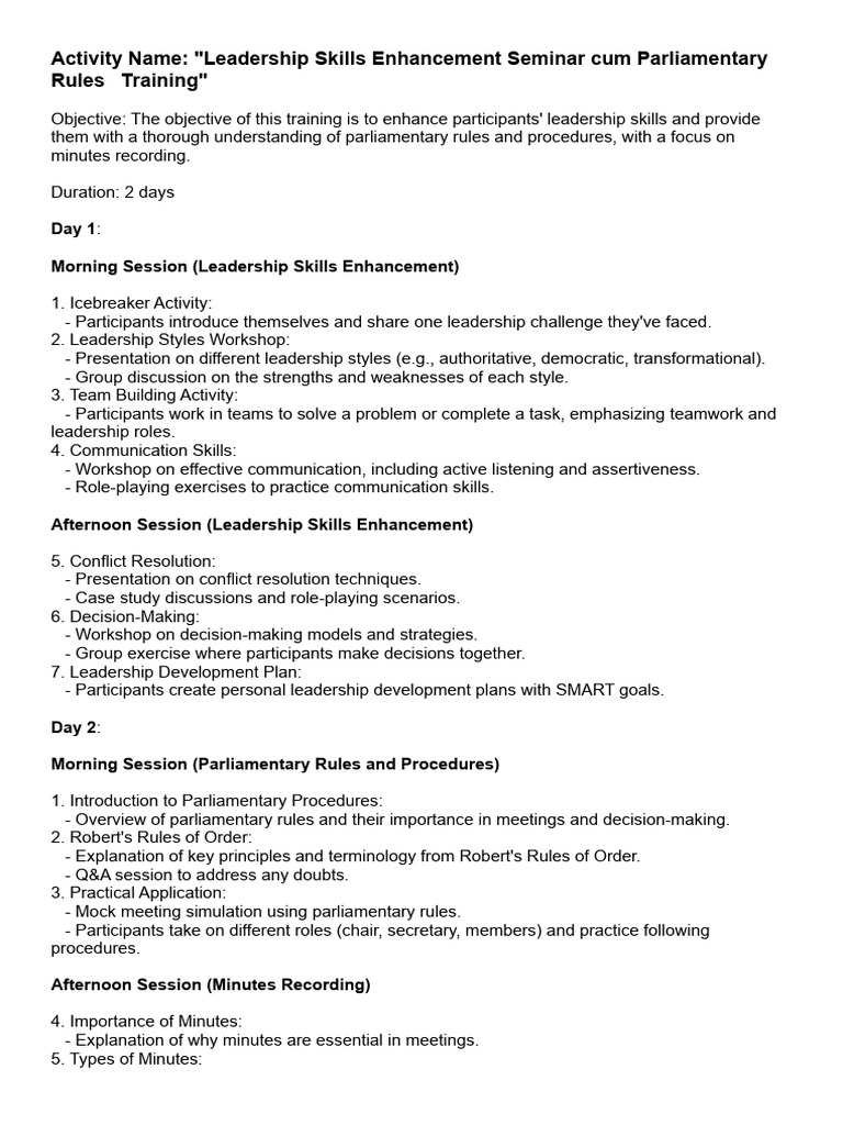 Activity Design For SSG Leadership Training | PDF | Leadership | Team ...