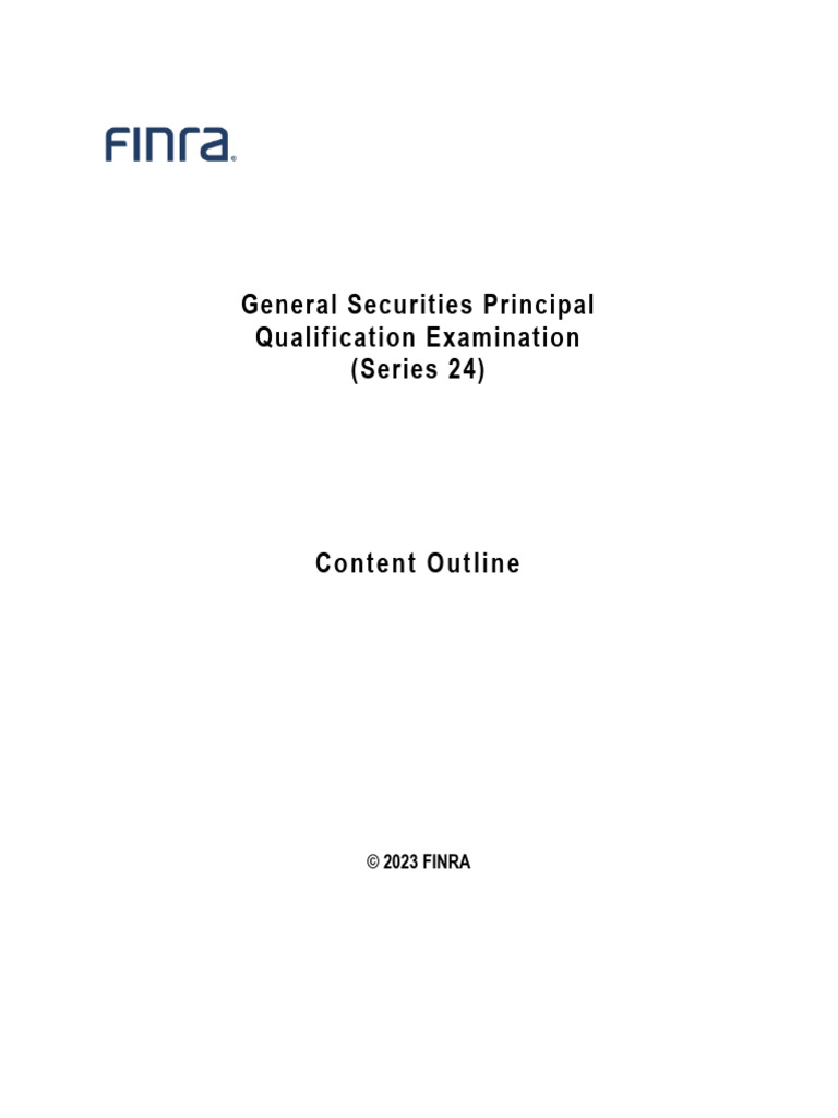 Series 24 Outline | PDF | Securities (Finance) | Broker Dealer