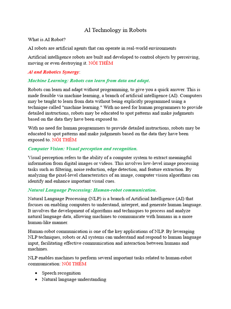 Al Technology in Robots | PDF | Artificial Intelligence | Intelligence ...