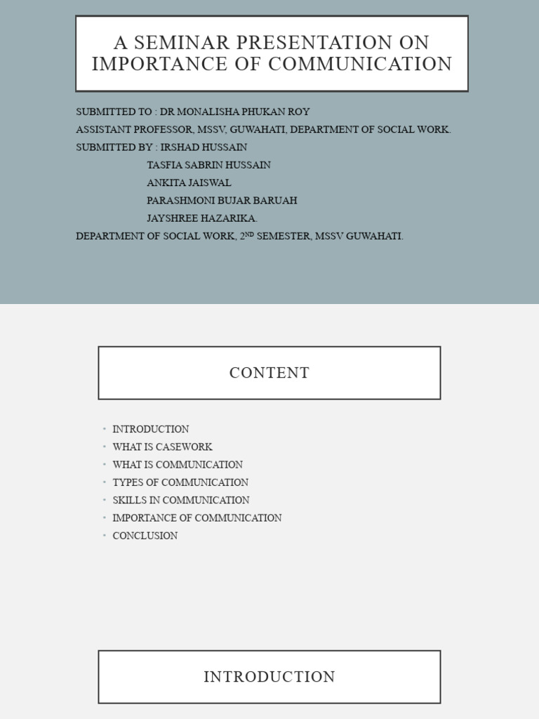 A Seminar Presentation On Importance of Communication | PDF