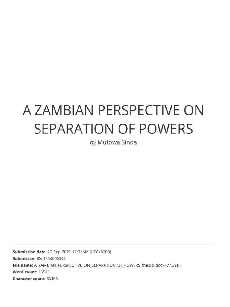 A Zambian Perspective On Separation of Powers | PDF | Separation Of ... A Zambian Perspective On Separation of Powers | PDF | Separation Of ...