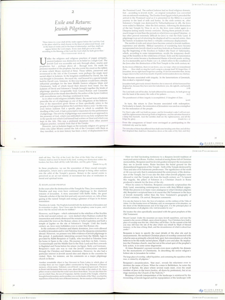 Exile and Return Jewish Pilgrimage | PDF | Ark Of The Covenant | Sukkot