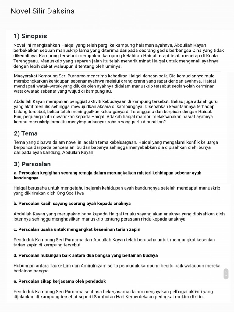 Nota Novel Silir Daksina | PDF