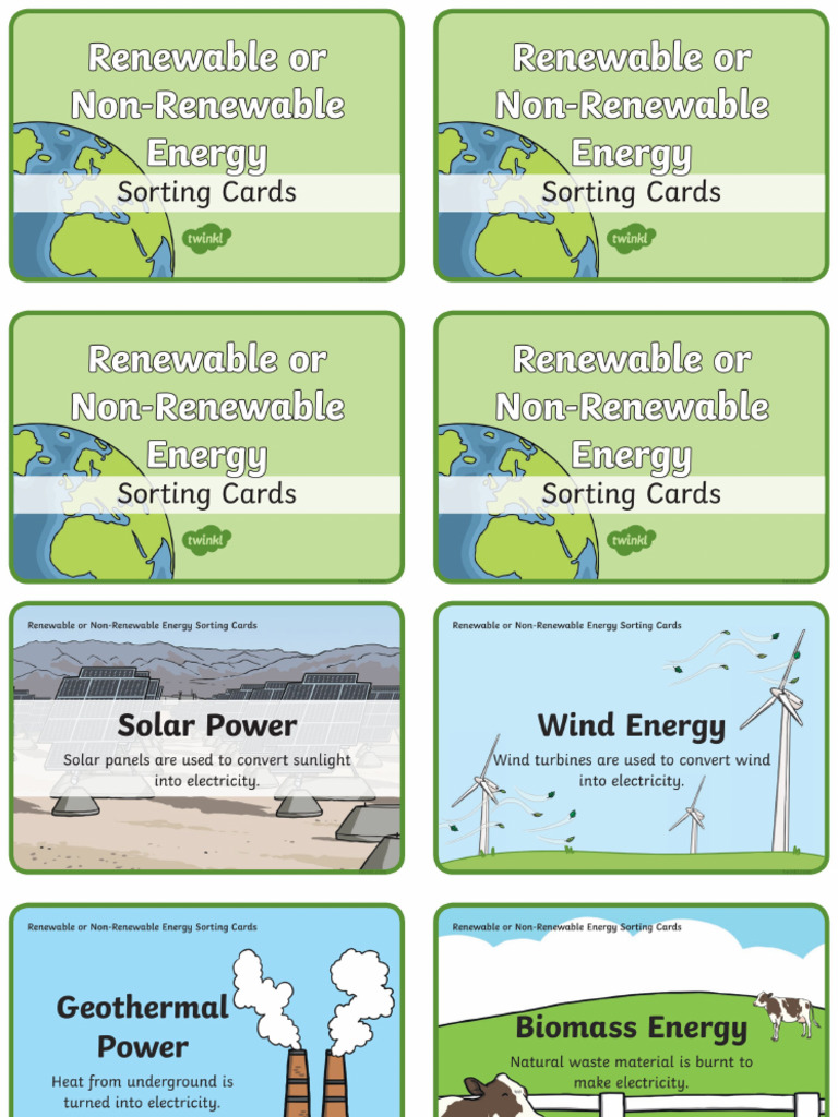 renewable-and-nonrenewable-energy-sorting-cards by Twinkl | PDF