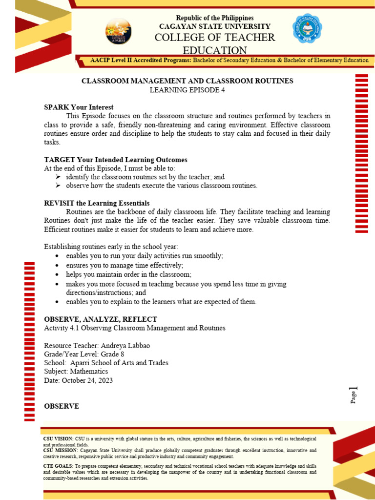 Classroom Management and Classroom Routines | PDF | Classroom Management | Teachers