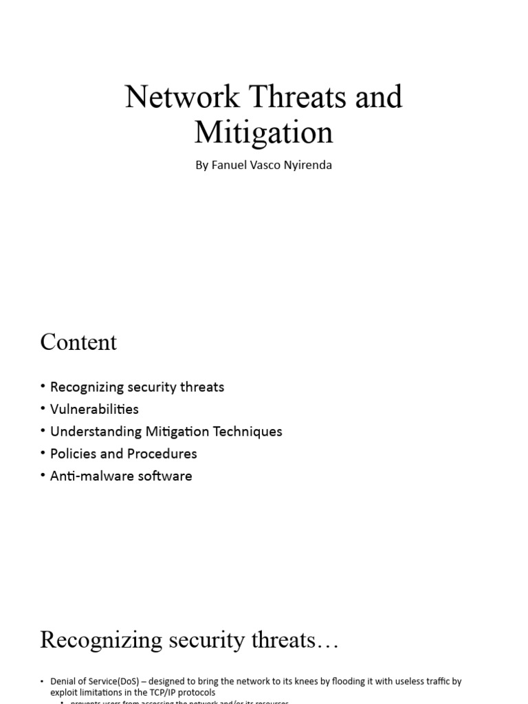 14 Network Threats and Mitigation | PDF | Denial Of Service Attack | Computer Virus