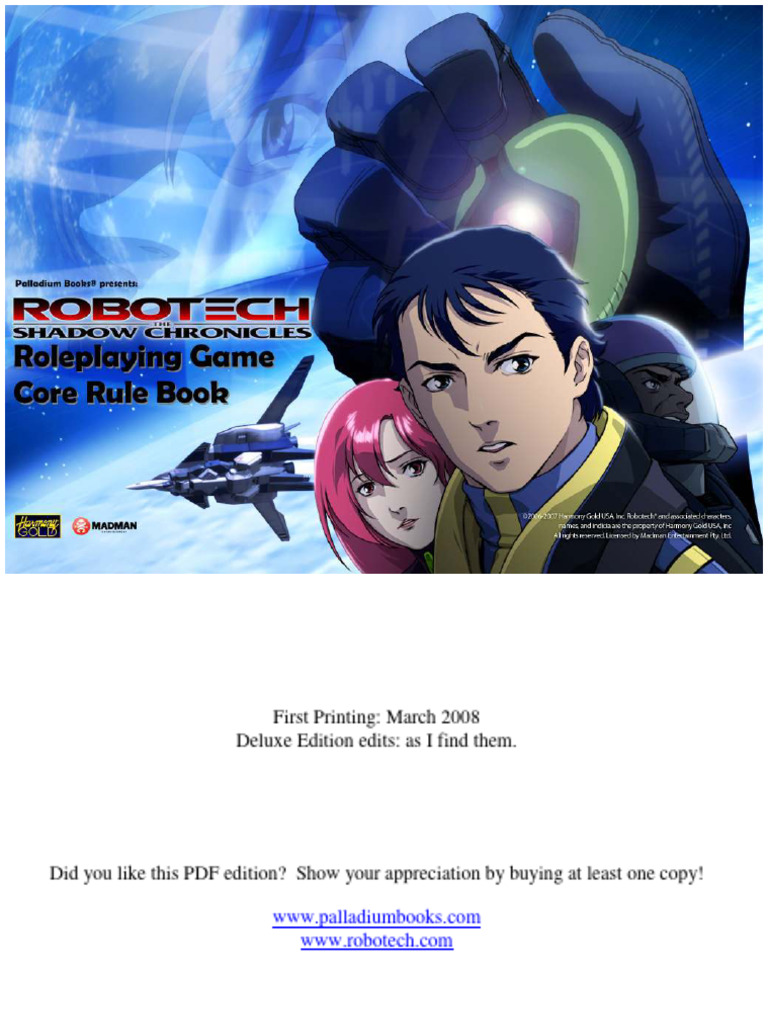 Robotech The Shadow Chronicles Role Playing Game 9781574571332 ...