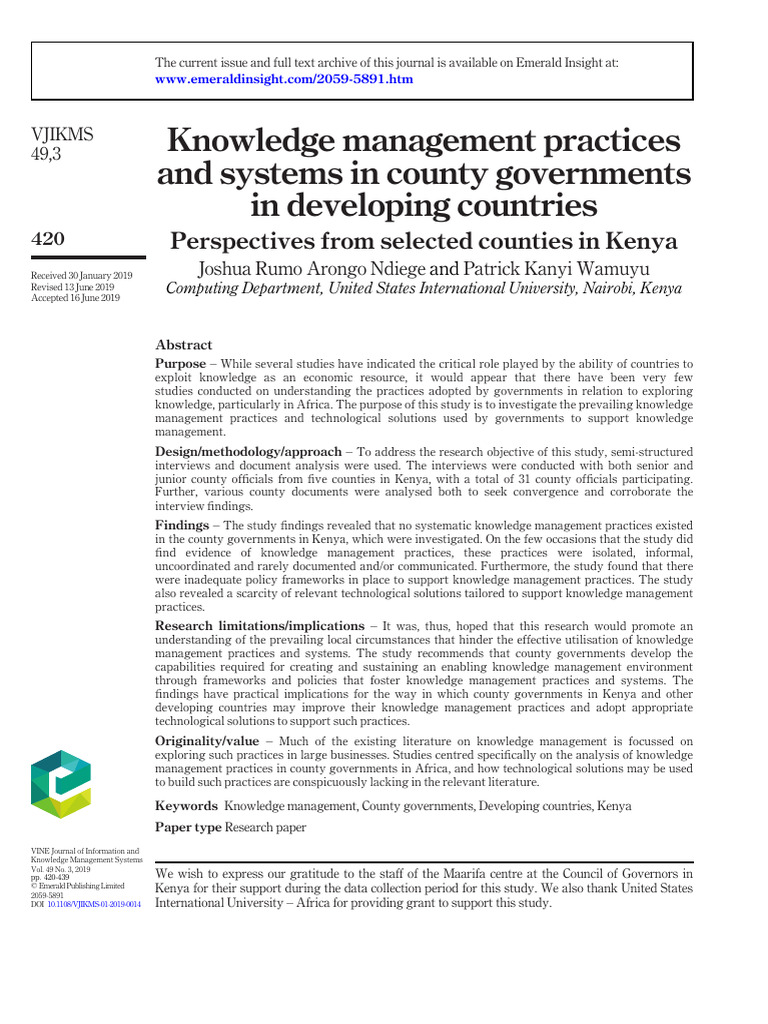 Kenya's County Knowledge Practices | PDF | Knowledge Management | Data