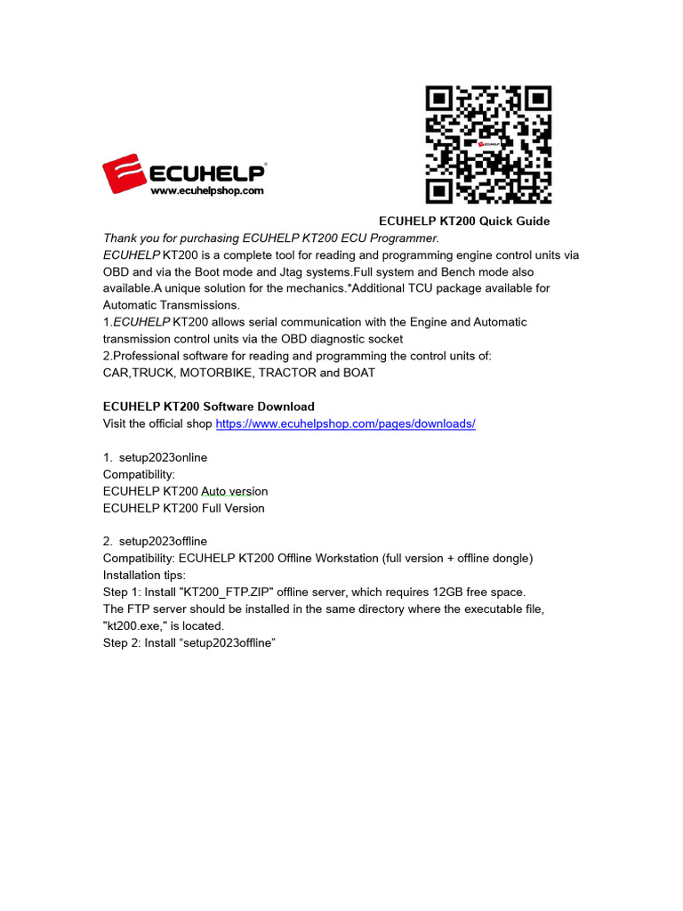 ECUHELP KT200 Quick Guide | PDF | Microsoft Windows | Booting
