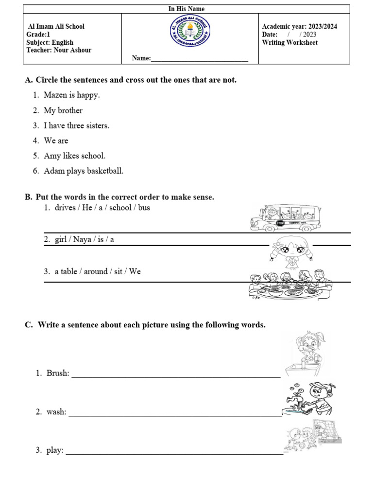 Writing Grade 1 Ws | PDF
