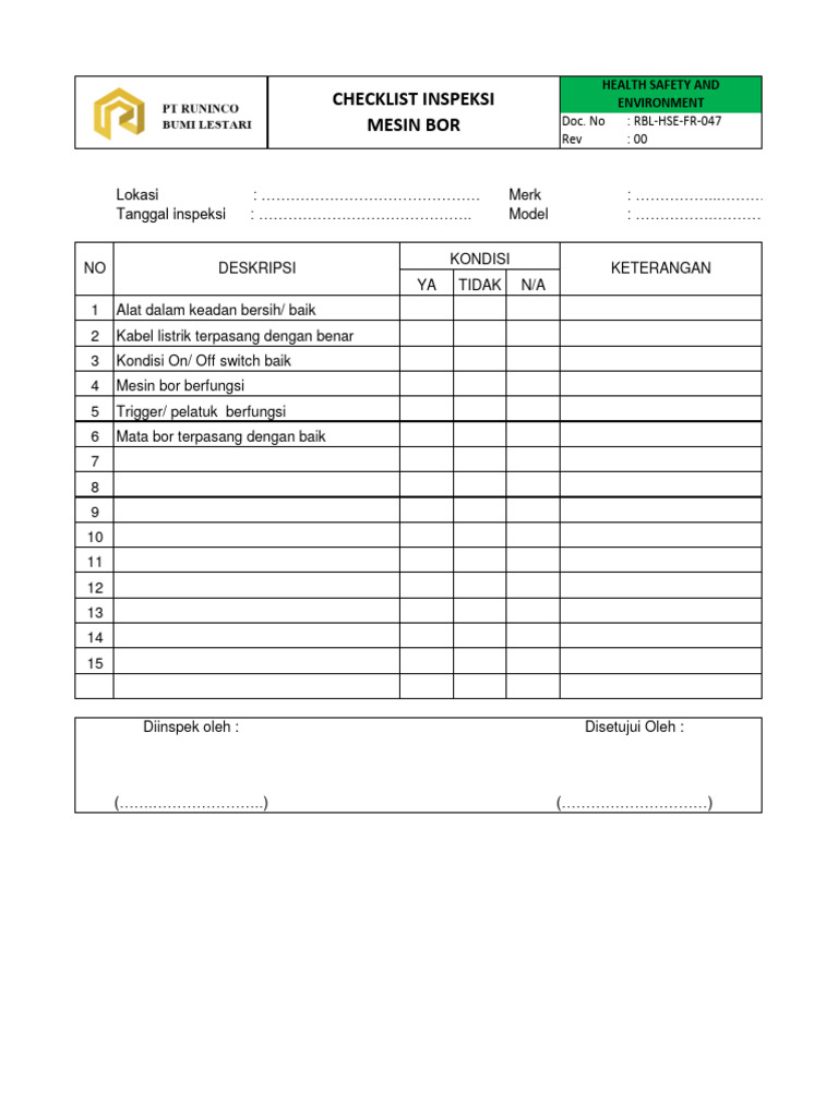 Inspeksi Mesin Bor | PDF