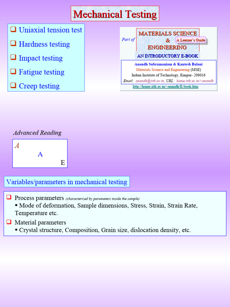 Mechanical Testing of Materials | PDF | Hardness | Continuum Mechanics