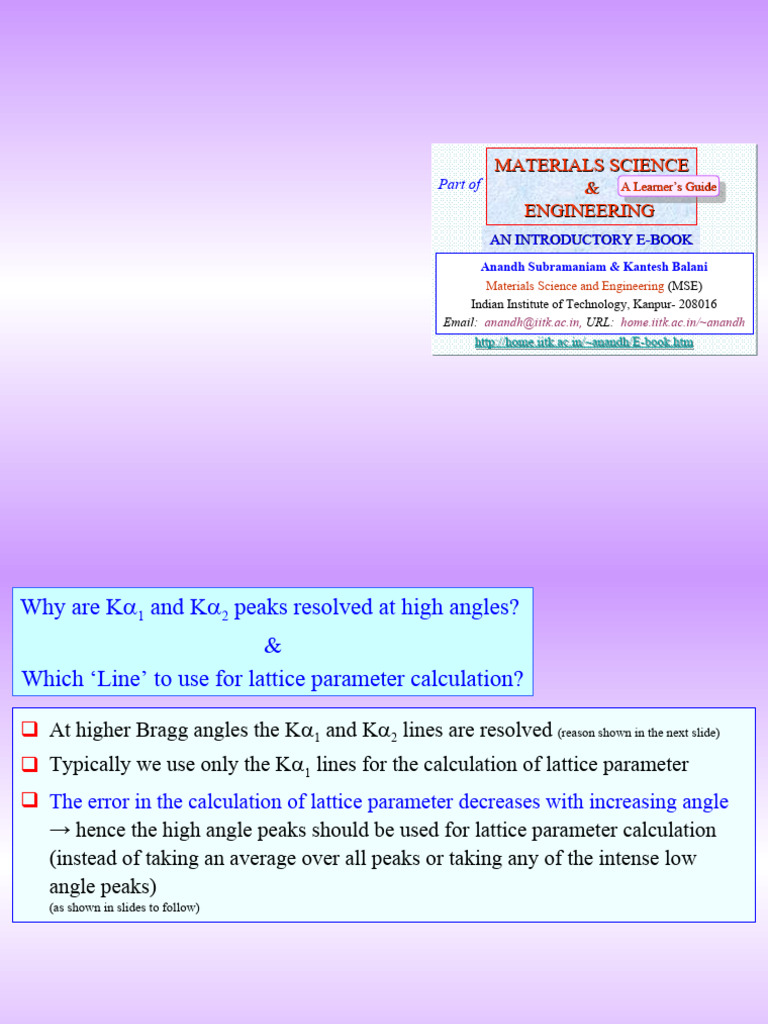 Xrd Lattice Parameter Calculation Pdf Lattice Constant X Ray