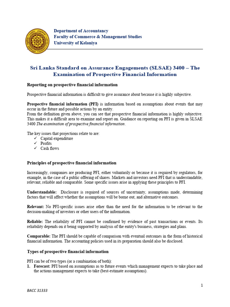 Prospective Financial Statements | PDF | Business