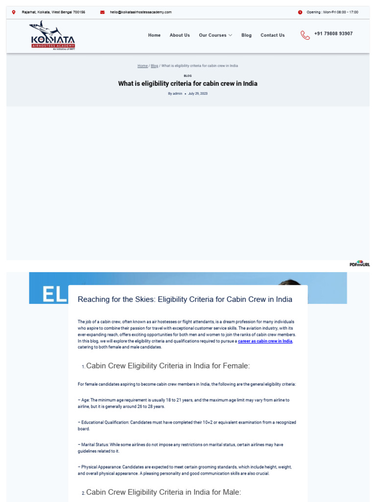 What is Eligibility Criteria for Cabin Crew in India | PDF | Flight Attendant