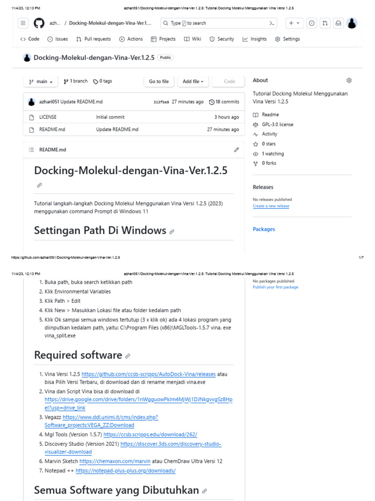 Docking-Molekul-Dengan-Vina-Ver.1.2.5 - Tutorial Docking Molekul Menggunakan Vina Versi 1.2.5 | PDF