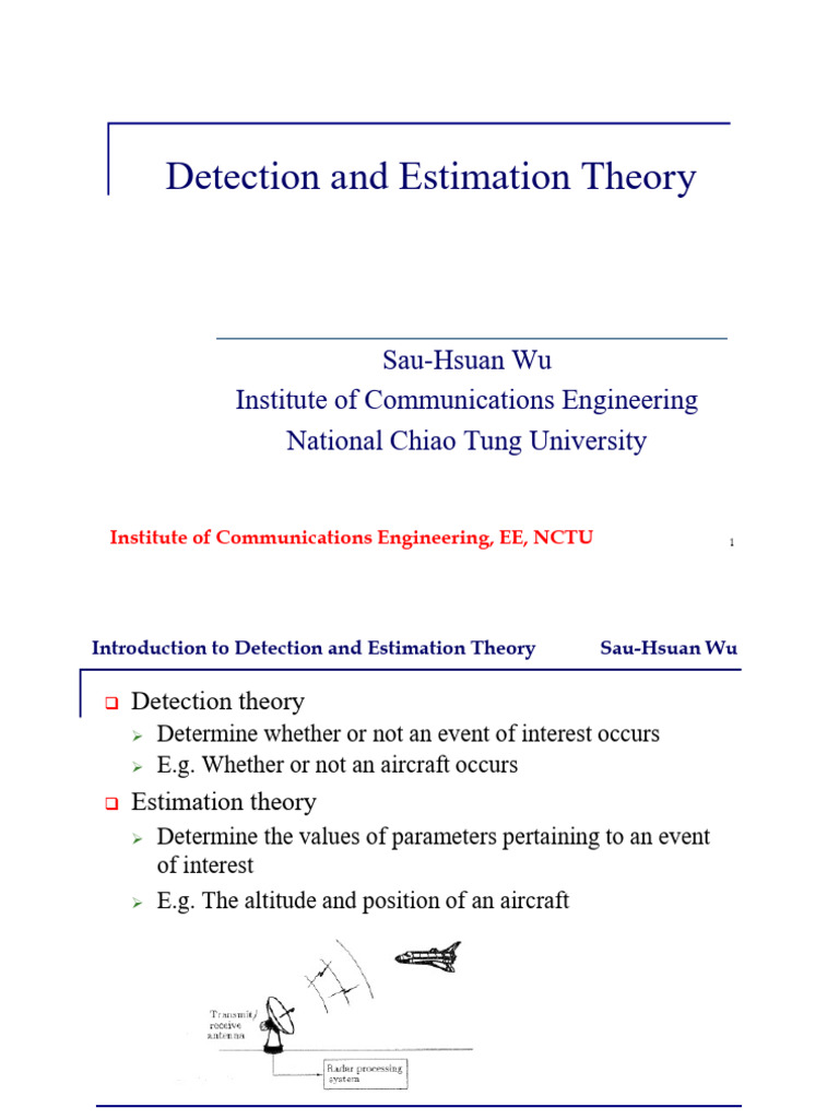 Unit1 An Introduction To Detection Theory Pdf Estimator Mean Squared Error
