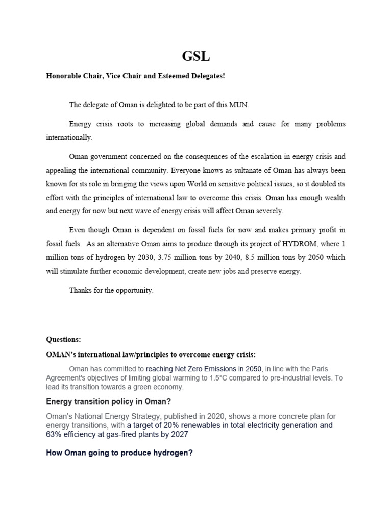 Oman GSL | PDF | Renewable Energy | Oman