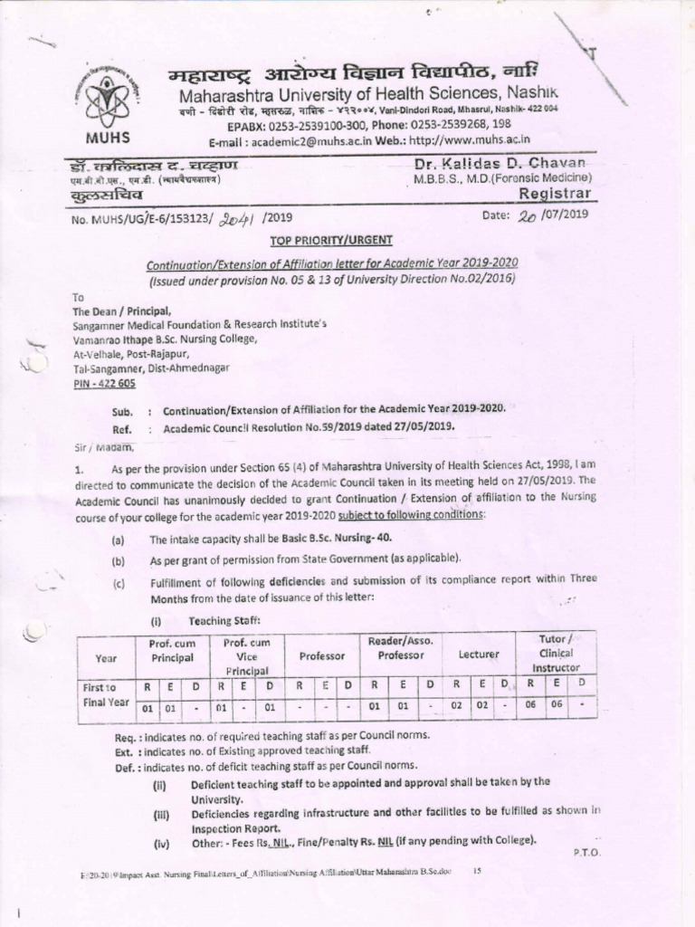 Continuation of Affilation Letter | PDF