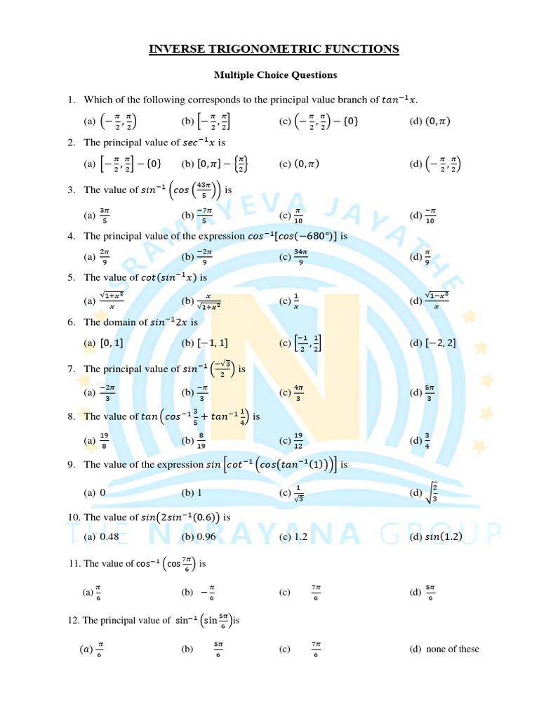 2.inverse Trigonometric Functions | PDF | Function (Mathematics) | Trigonometric Functions