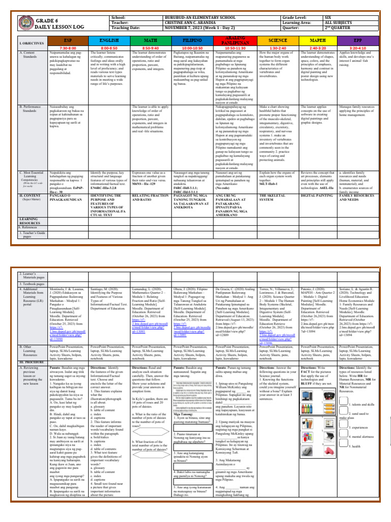 Grade 6 Daily Lesson Plan | PDF
