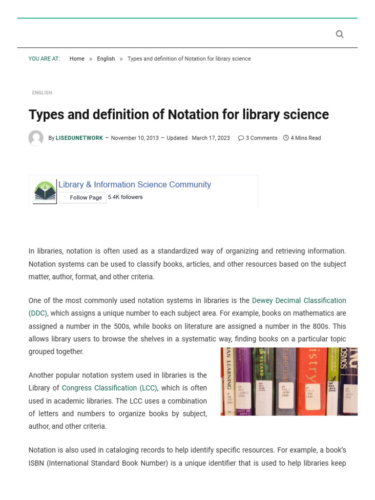 Library Notation Explained | PDF