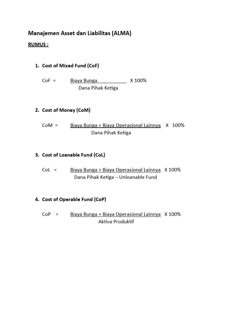 Rumus Perhitungan Cost of Fund Bank | PDF